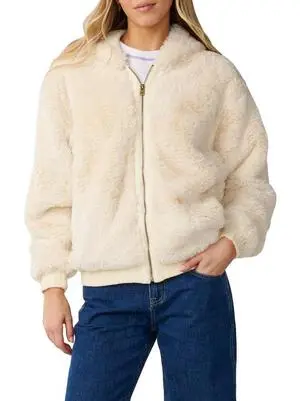 RIP CURL Bossa Nova Fluffy Faux Fur Hooded Jacket