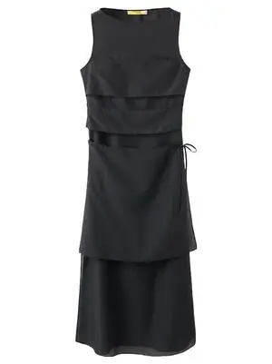Mango Semi-sheer Paneled Overlay Dress - Black