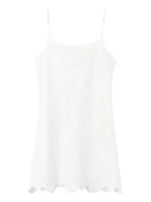Mango Scalloped Crochet Cotton Minidress - White