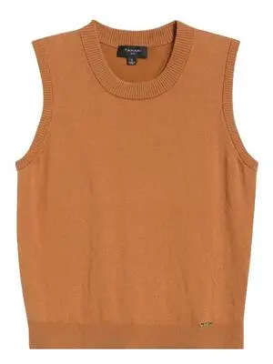 TAHARI ASL Cotton Blend Sweater Vest - Toffee