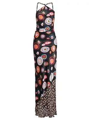 STAUD Charli Print Sleeveless Stretch Silk Maxi Dress