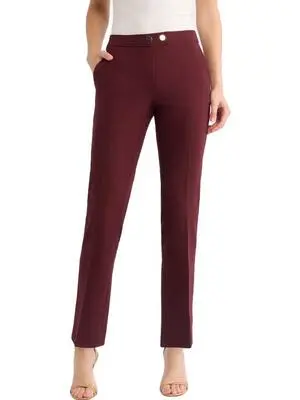 Anne Klein Straight Leg Pull On Pants - Barolo