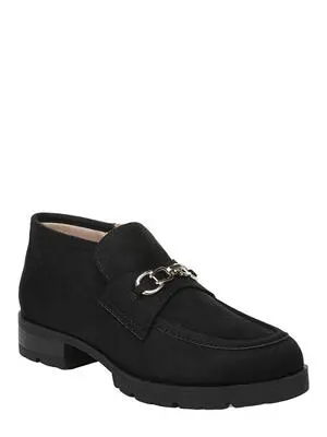 LIFESTRIDE Leila Moc Toe Ankle Bootie With Chunky Lug Sole And Chain Detail - Black