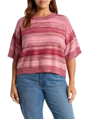 CITY BLUES Broome Marled Stripe Sweater - Cherry