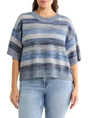 CITY BLUES Broome Marled Stripe Sweater - Navy