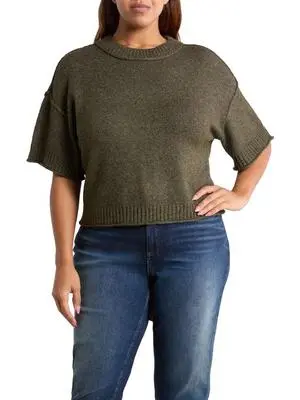 CITY BLUES Broome Short Sleeve Crewneck Sweater - Olive