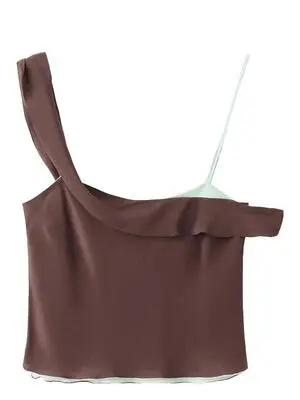 Mango Mixed Asymmetrical Top - Brown