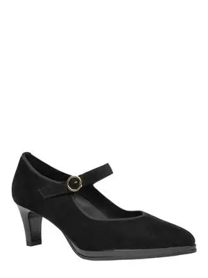ARA Suede Mary Jane Pumps With Buckle Strap - Black