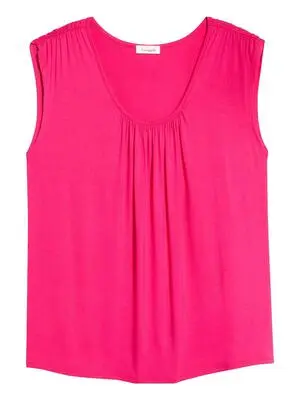 Loveappella Loveappella Sleeveless Gathered Neck Top Fuchsia