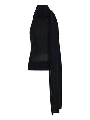 DL1961 Scarf Neck Knit Tie Top - Black