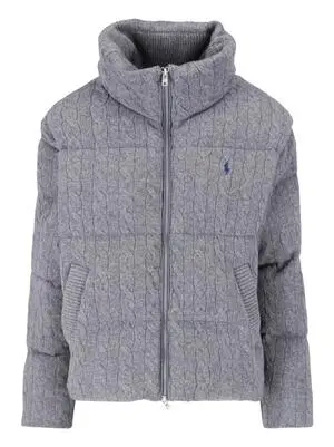 Polo Ralph Lauren Down Jacket In Wool And Cashmere - Gray