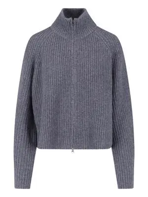 LISA YANG Sadie Cashmere Zip Cardigan - Gray