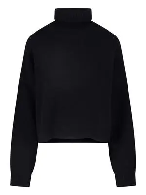 LISA YANG Cashmere Sweater With High Neck And Striped Pattern - Black