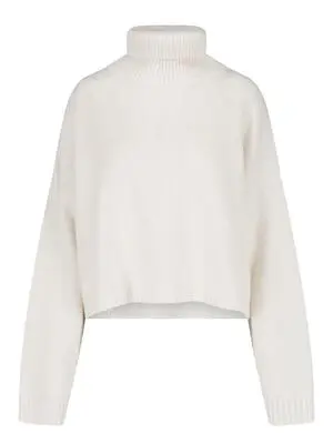 LISA YANG Cashmere Sweater With High Neck And Striped Pattern - White