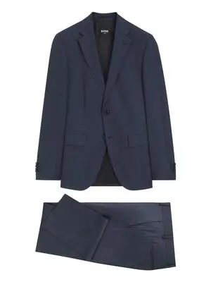 BOSS Two-piece Regular-fit Suit In Patterned Virgin Wool - Light Blue
