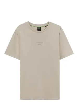 BOSS Porsche X Mercerized-cotton T-shirt With Glossy Logo Light Beige