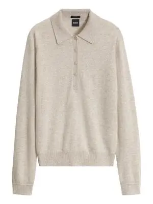 BOSS BOSS Pure Cashmere Polo Sweater Beige