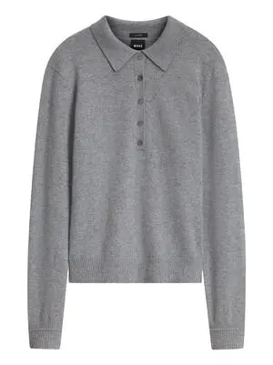 BOSS BOSS Pure Cashmere Polo Sweater Light Grey
