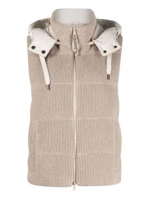Brunello Cucinelli Down Padded Knit Gilet - Nude