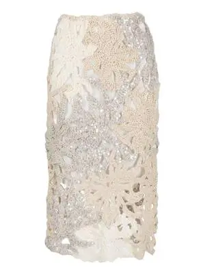 BRUNELLO CUCINELLI Brunello Cucinelli Embroidered Midi Skirt With Sequins