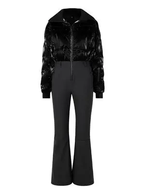 Perfect Moment Helen Embroidered Quilted Down Ski Suit - Black
