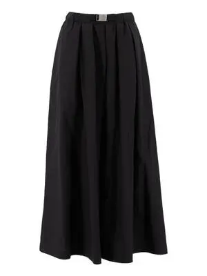 Brunello Cucinelli Buckled Pleated Midi Skirt - Black