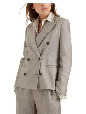 Brunello Cucinelli Double Breasted Blazer - Gray