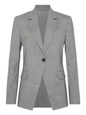 Brunello Cucinelli Mélange-effect Single-breasted Tailored Blazer - Light Gray
