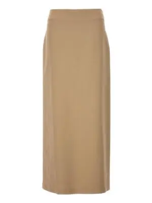Brunello Cucinelli Midi Skirt With Slit Detail - Nude