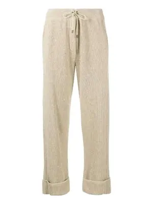 Brunello Cucinelli Rib-knitted Drawstring Trousers - Nude