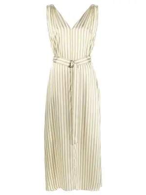Brunello Cucinelli Striped Midi Dress - Nude