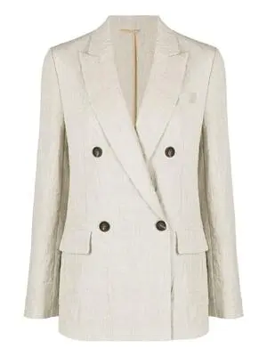 Brunello Cucinelli Prince Of Wales Check Blazer - White