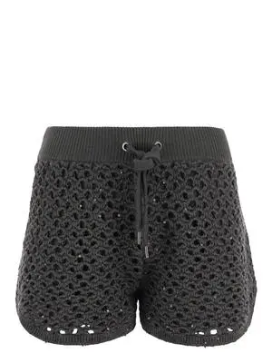 BRUNELLO CUCINELLI Sequin-embellished Crochet Short Shorts