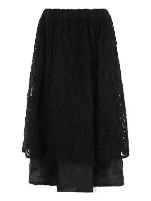 Comme Des Garçons Layered Distressed Midi Skirt - Black