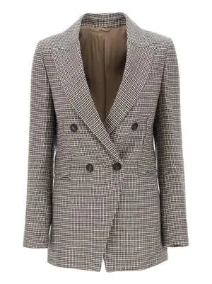 BRUNELLO CUCINELLI Brunello Cucinelli Double-Breasted Houndstooth Blazer