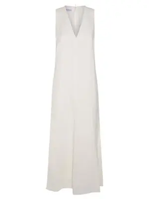 Brunello Cucinelli V-neck Side-slit Dress - White