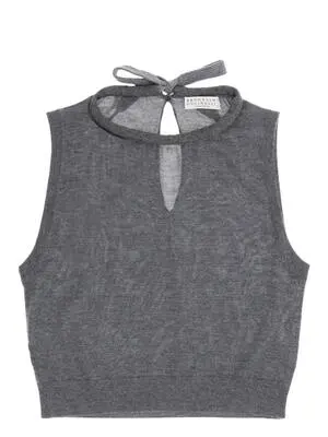 Brunello Cucinelli Sleeveless Round Neck Vest - Gray