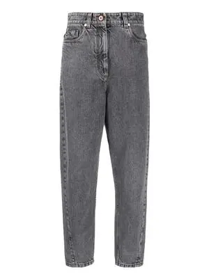 Brunello Cucinelli High-rise Tapered Jeans - Black