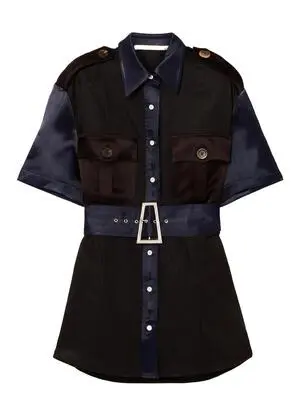 PETER DO Color-blocked Twill Satin Blend Shirt - Black