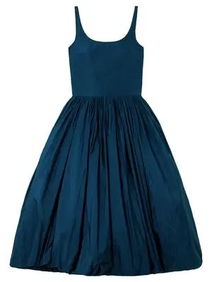 MOLLY GODDARD Shirred Taffeta Midi Dress - Blue