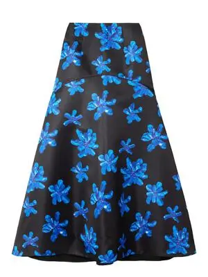 EMILIA WICKSTEAD Tamilla" Floral-print Faille Maxi Skirt - Black