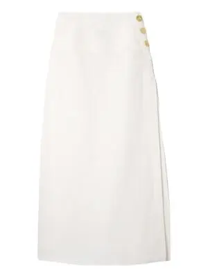 Le Kasha Linen Button Detailed Midi Skirt - No