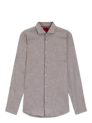Hugo Boss Classic Collar Linen-cotton Shirt - Grey