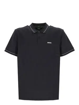 Hugo Boss Tipped Logo Polo Shirt - Navy Blue