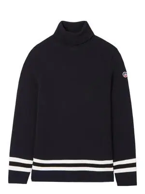 Fusalp Judith Striped Knitted Turtleneck Sweater - Black