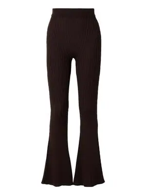 Cordova Savoie Ribbed Pointelle-knit Merino Wool Flared Pants - Black