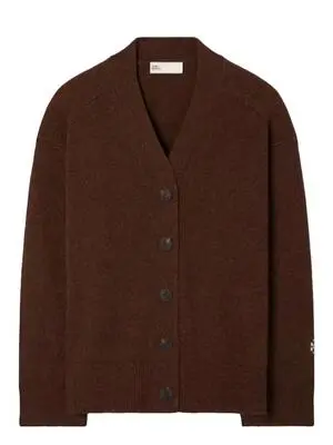 Tory Burch Buttoned V-neck Cardigan - Dark Roast
