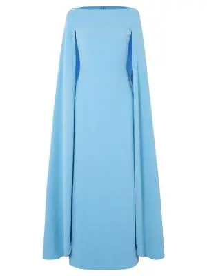 Solace Cape-effect Crêpe Gown - Blue