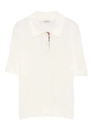 Burberry Check Trim Polo Top - White