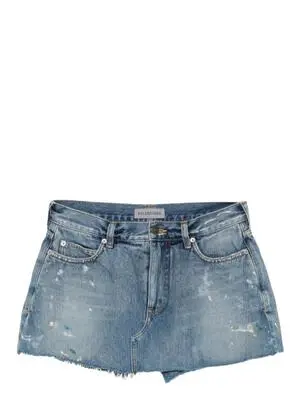 Balenciaga Distressed Paint-splatter Shorts - Light Blue